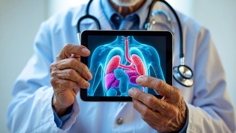 Doctor Holding Tablet Showing Human Organs Image Stock Photo - Image of ...