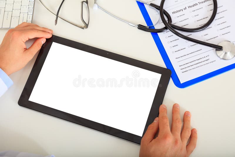 Doctor holding a tablet stock image. Image of computer - 81855949