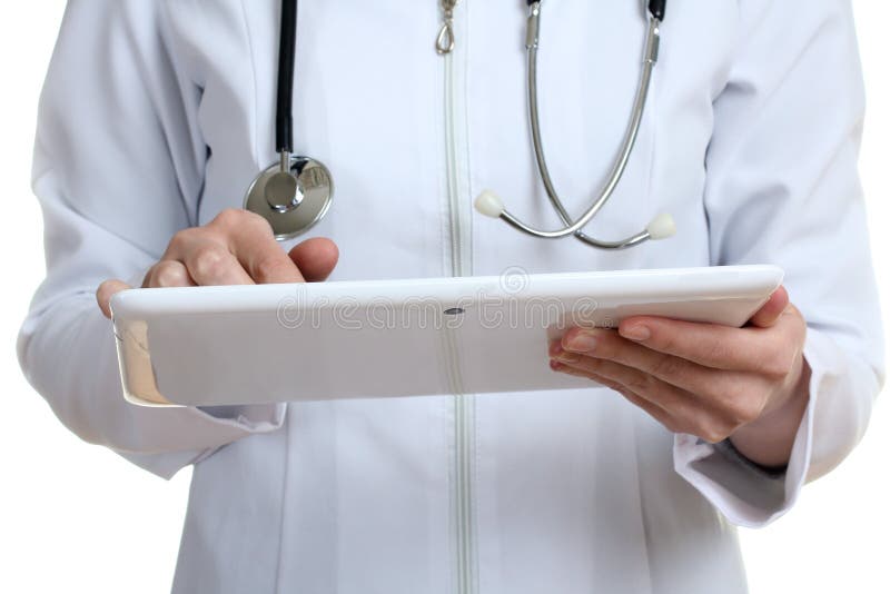 Doctor Tablet Computer Open Enrollment Stock Photo - Image of coat ...