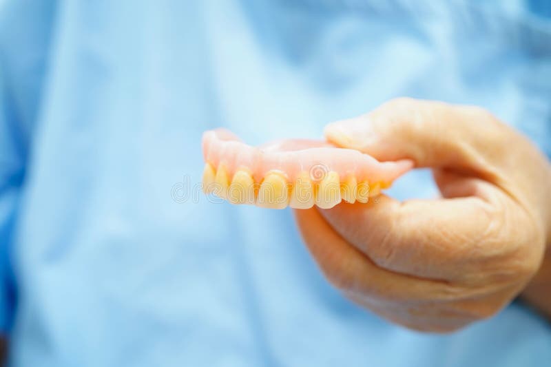 Doctor Holding Teeth Denture in Hand for Dentist Studying about ...