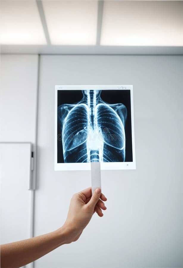 A Doctor Holding Up and Checking a Mammography Image of a Chest Stock ...