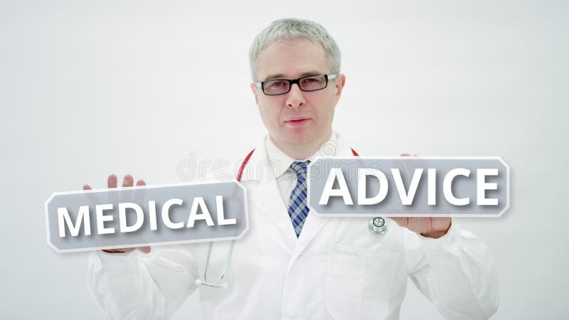 MEDICAL ADVICE Text in Doctor`s Hands Stock Image - Image of european ...