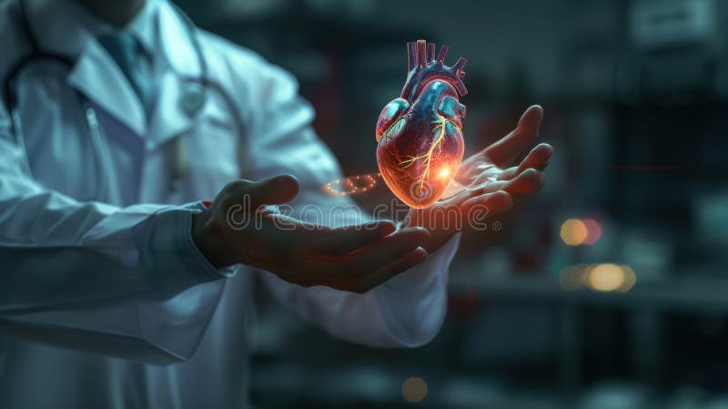 The Doctor with Holographic Heart.AI Generated Image Stock Photo ...