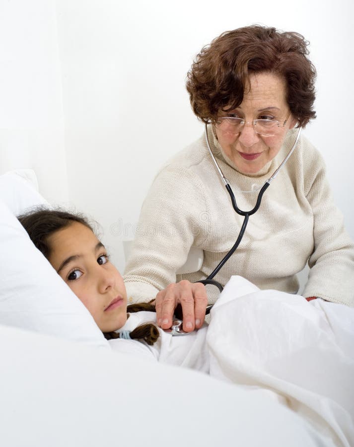 Sick Grandma Visit by Granddaughter Stock Photo - Image of care ...