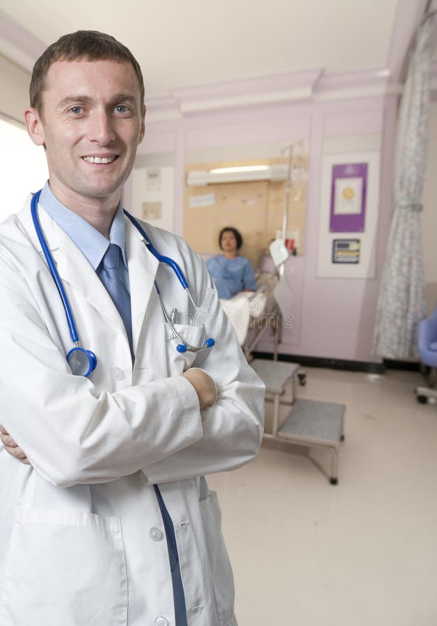 Doctor in Hospital Room with Sick Patient Stock Image - Image of ...