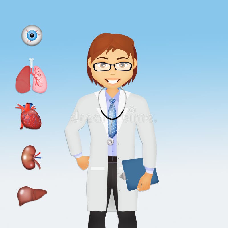 Doctor and human organs stock illustration. Illustration of association ...