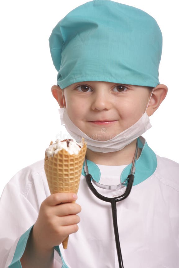 Doctor with ice-cream stock image. Image of years, white - 6999201