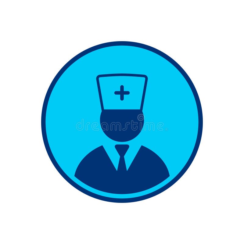 Doctor Icon Button, Vector Isolated Flat Design Illustration Stock ...