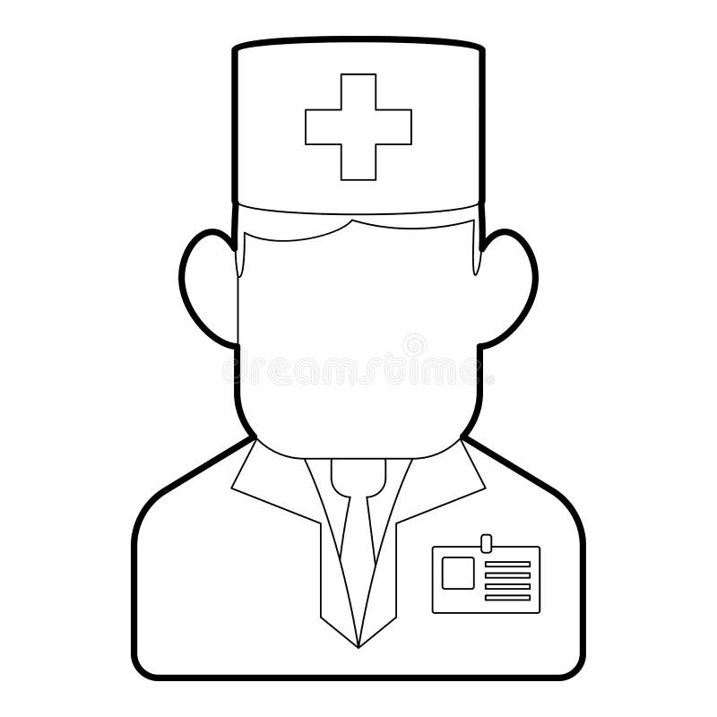 Doctor icon, outline style stock vector. Illustration of clinic - 83610377