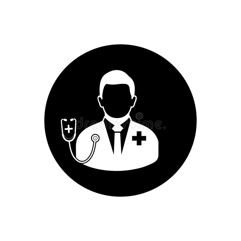Doctor Icon. Rounded Button Style Vector Stock Vector - Illustration of ...