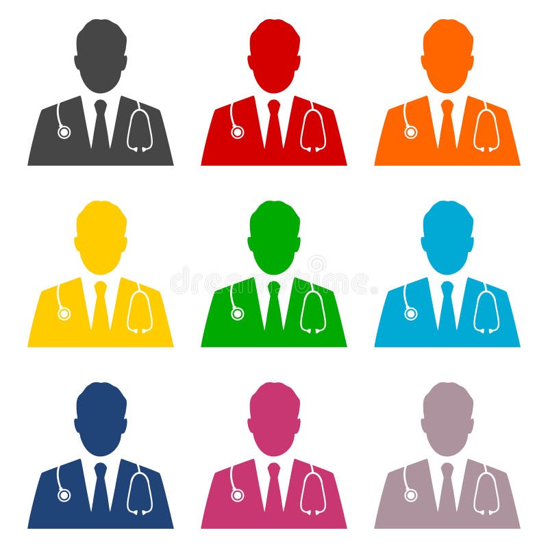 Doctor Icons Set on White Background Stock Vector - Illustration of ...