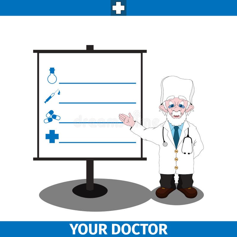 Doctor and Information Board Stock Vector - Illustration of coat, pills ...