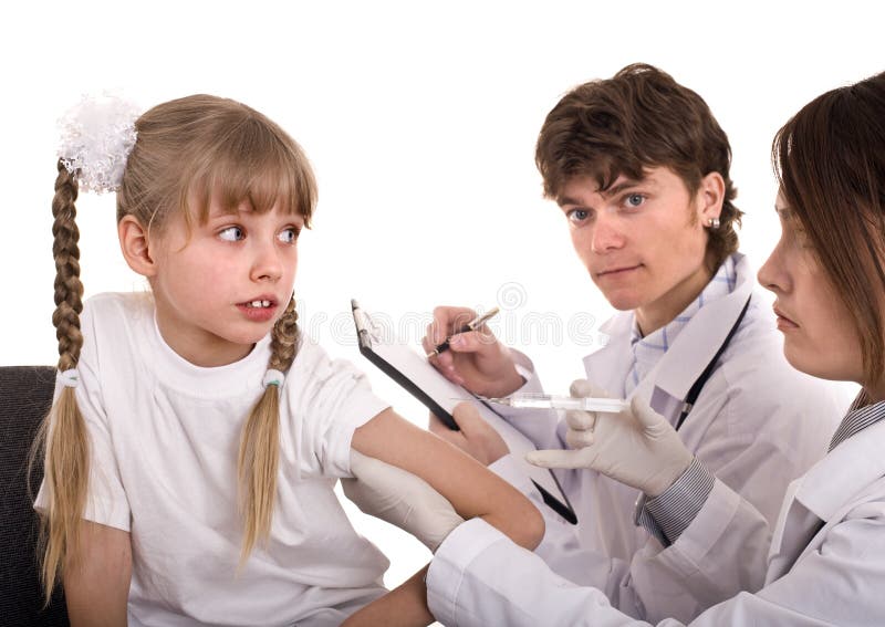 Doctor Inject Inoculation To Child. Stock Photo - Image of instrument ...