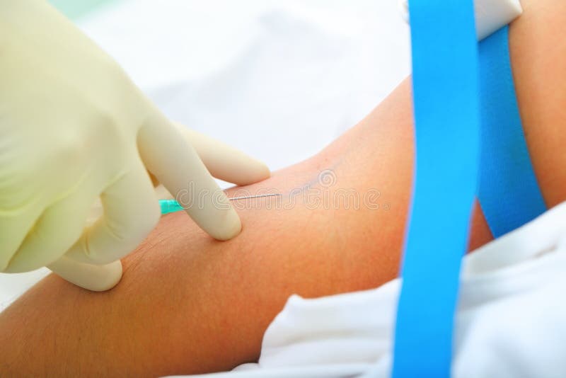 Drug Injecting by Syringe in Human Arm and Drug, Syringe Insulin and ...