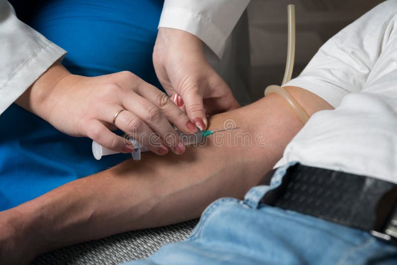 The Doctor Injects the Patient at Home Stock Image - Image of ...