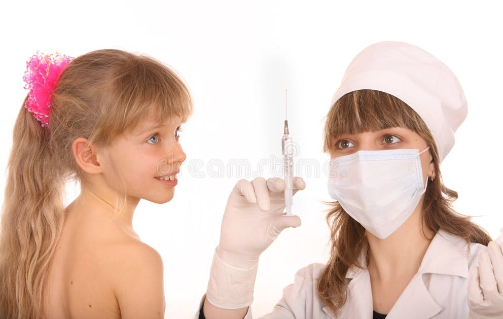 Doctor Inoculate Smiling Child Vaccination. Stock Photo - Image of ...