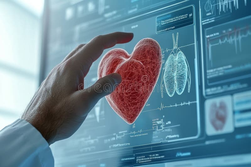 Doctor Interacting Digital Heart Health Network Stock Photos - Free ...