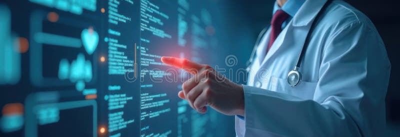 Doctor Using Futuristic Interface for Medical Data Analysis Stock Photo ...