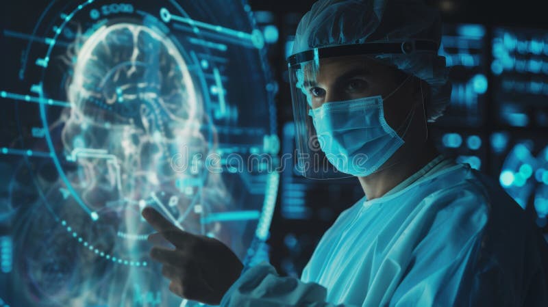 A Doctor Interacting with Innovation. AI Generated Stock Photo - Image ...