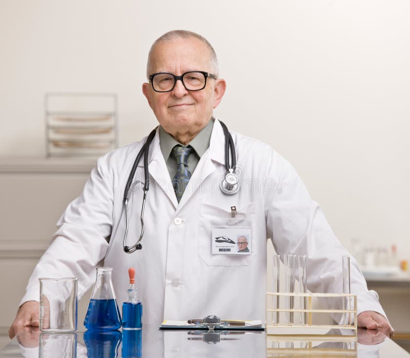 Doctor in Lab Coat and Stethoscope Stock Image - Image of senior ...