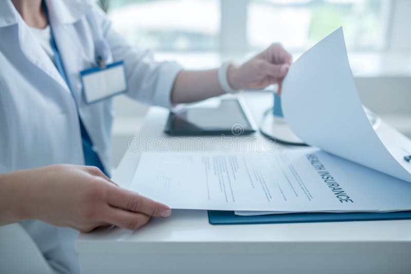 Doctor in Lab Coat Working with the Documents Stock Image - Image of ...