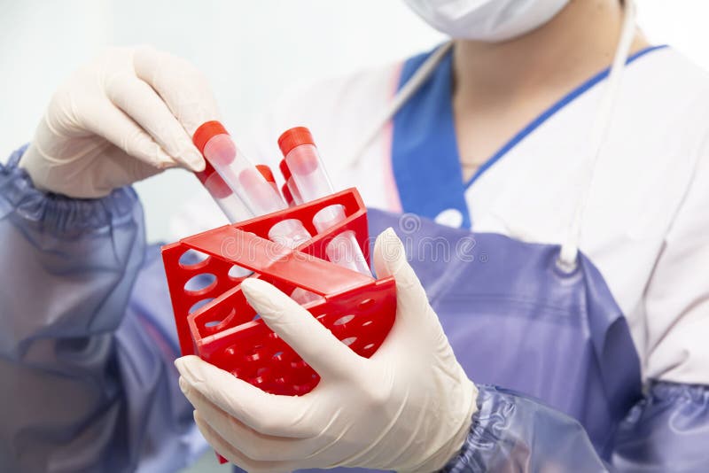 The Doctor Laboratory Assistant Holds Test Tubes Stock Photo - Image of ...