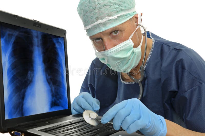 Doctor with laptop stock photo. Image of lifestyle, care - 8975284