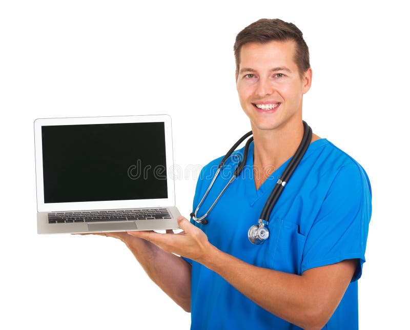Doctor laptop screen stock image. Image of occupation - 56749761