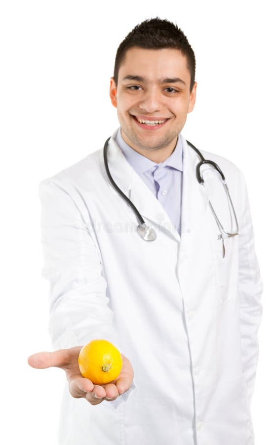 Doctor and lemon stock photo. Image of male, clinical - 48731024