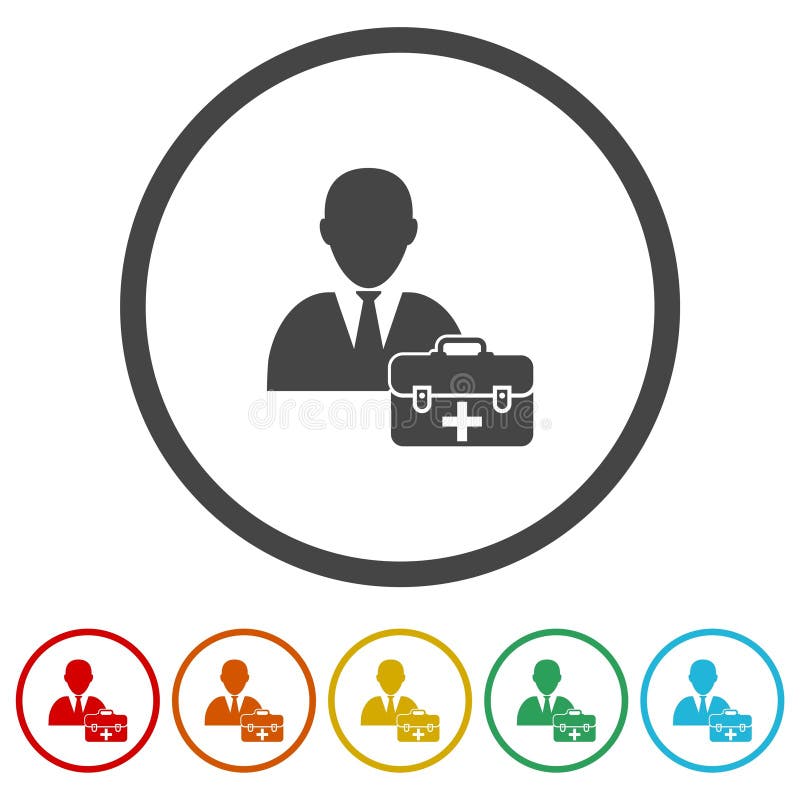 Doctor Logo Icons in Color Circle Buttons Stock Vector - Illustration ...