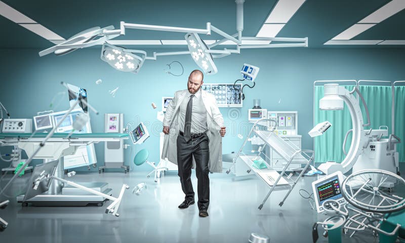 Doctor Looking Confused in Zero Gravity Operating Room Stock Image ...