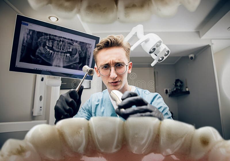 Doctor Looking into the Mouth, Checking, Examining Teeth Stock Image ...