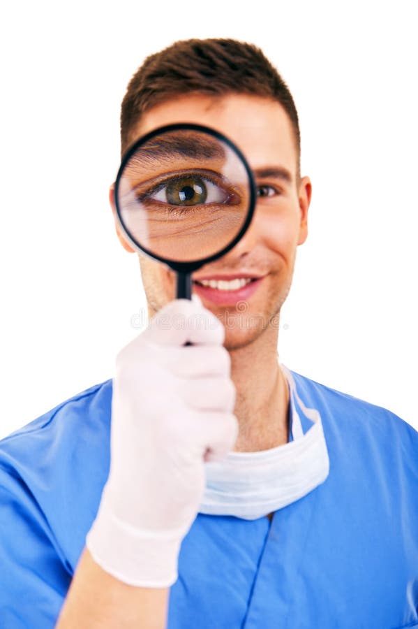 A Doctor with a Magnifier and a Gynecology Structure System Stock Photo ...