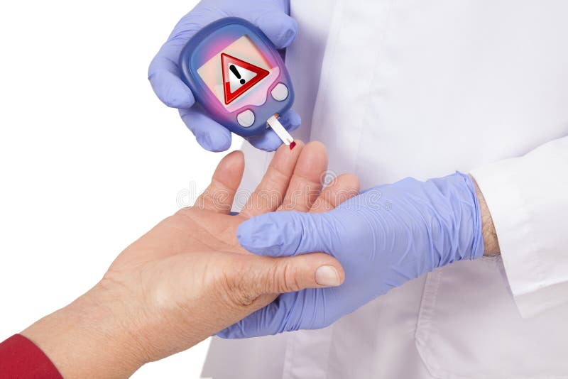 Doctor Making Blood Sugar Test. Warning Sign Stock Image - Image of ...