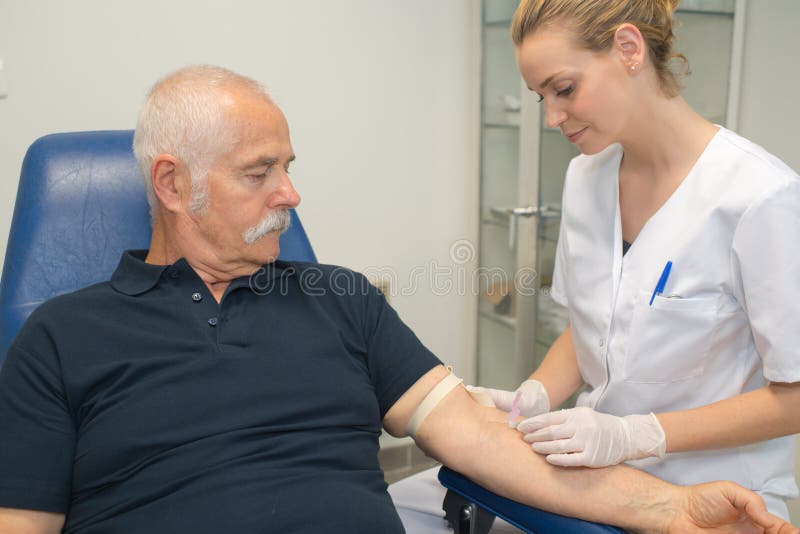 Doctor Making Blood Test for Senior Man Stock Photo - Image of medicine ...