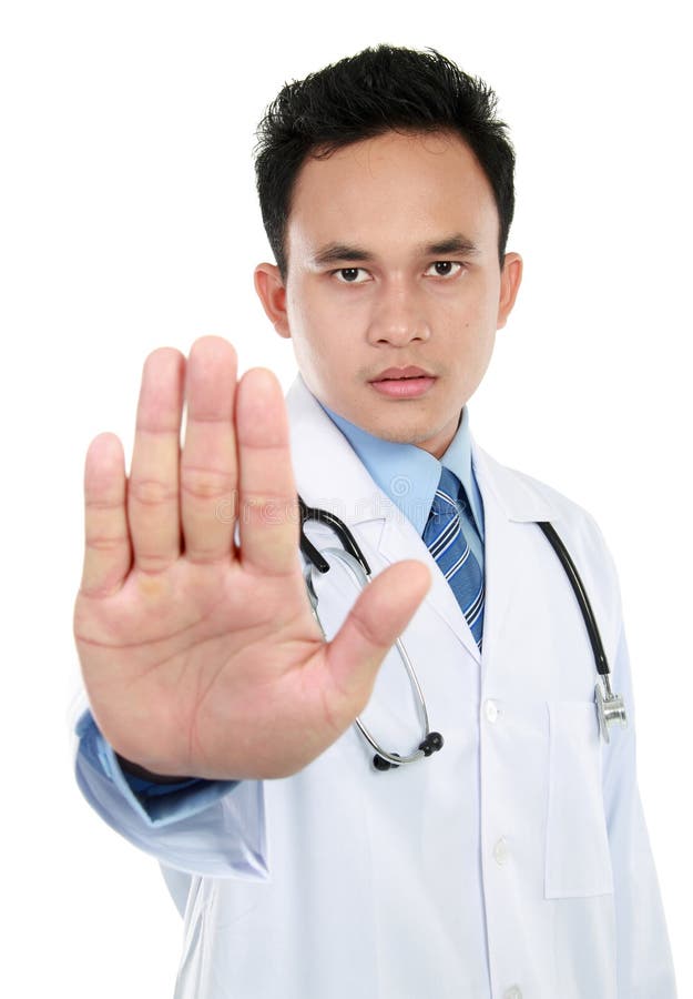 Doctor Holding Up His Hand in a Stop Gesture Stock Photo - Image of ...
