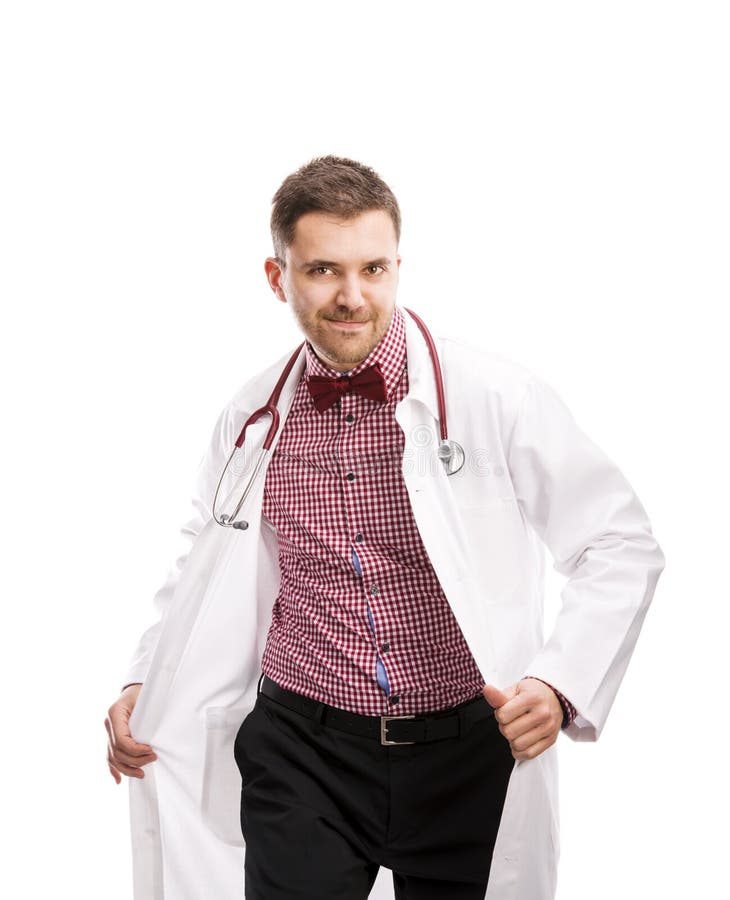 Doctor Man With Stethoscope Stock Image - Image of standing, uniform ...