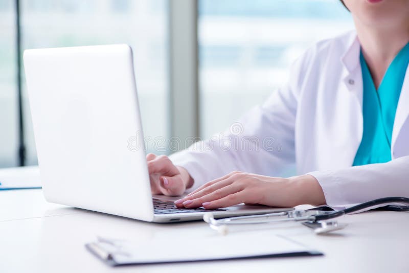 The Doctor Man Working on the Computer in Lab Stock Photo - Image of ...