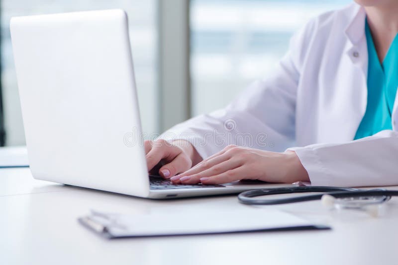 The Doctor Man Working on the Computer in Lab Stock Photo - Image of ...