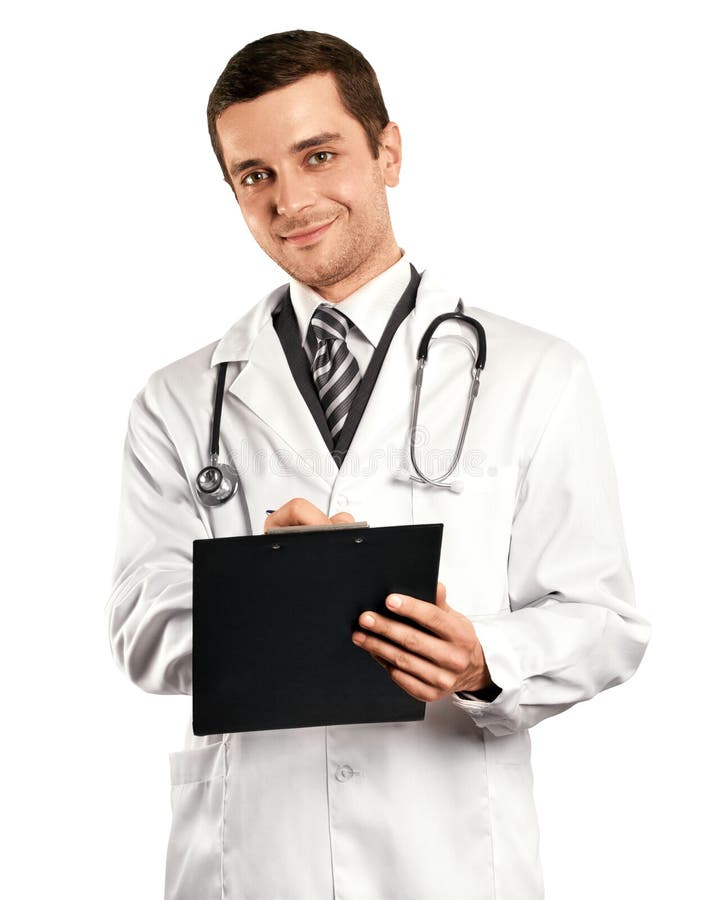 Doctor Man with Clipboard stock image. Image of friendly - 29866287