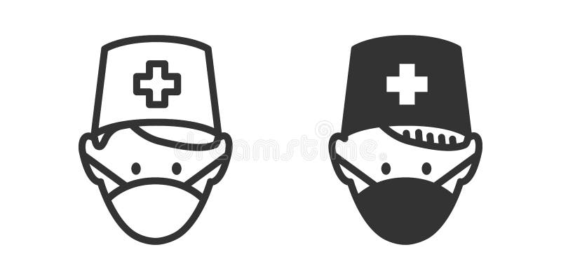 Doctor in Mask Icon in Two Versions in Simple Design. Vector ...