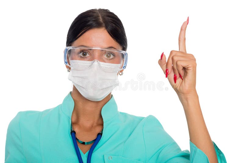 Doctor in a Mask with a Warning Gesture Stock Photo - Image of isolated ...