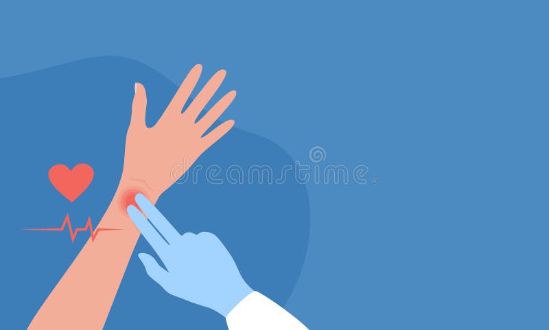 A Doctor Measuring a Patient S Pulse, Copy Space. Flat Vector ...