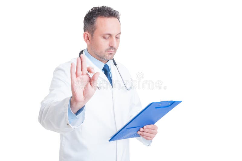 Doctor or Medic Making Hold and Wait Gesture Stock Image - Image of ...