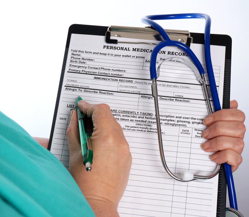 Doctor with Medical Chart and Stethoscope Stock Image - Image of form ...