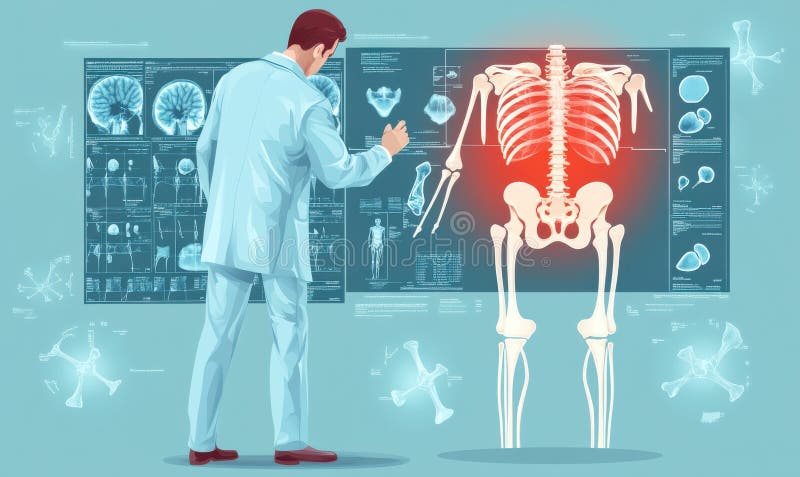 Doctor Examining Hip Area Using Digital X-ray Display in Medical ...