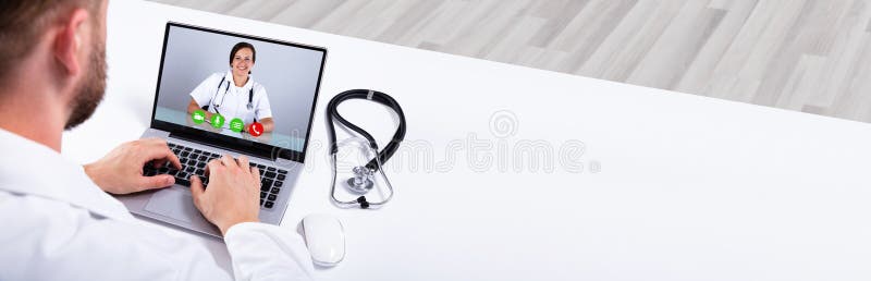 Doctor in Medical Video Conference Stock Image - Image of copy ...