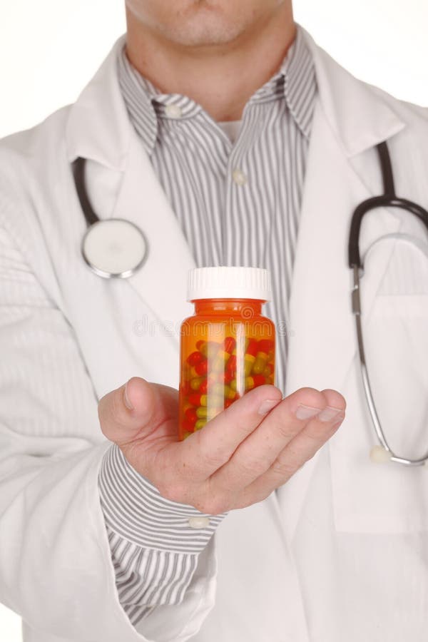Doctor with Medication in Prescription Bottles Stock Photo - Image of ...