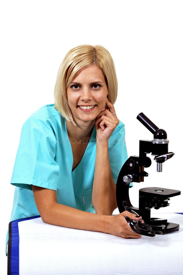 Doctor with microscope stock image. Image of smile, nurse - 15567855