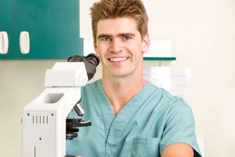 Doctor with Microscope stock photo. Image of chemistry - 15957808